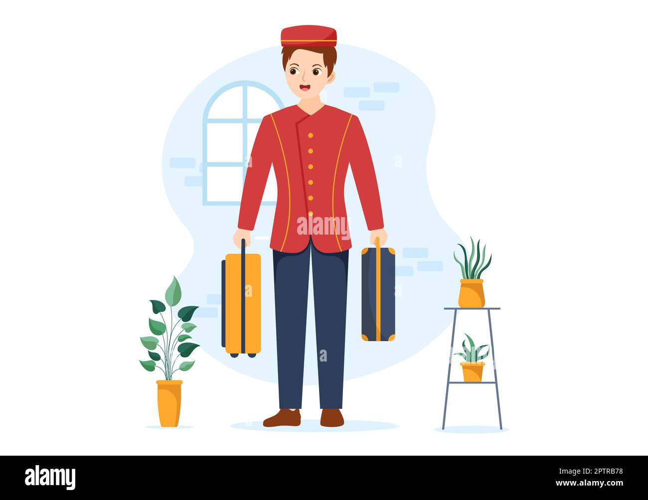 Hotel Employee to Serve Travelers in Flat Cartoon Hand Drawn Template ...