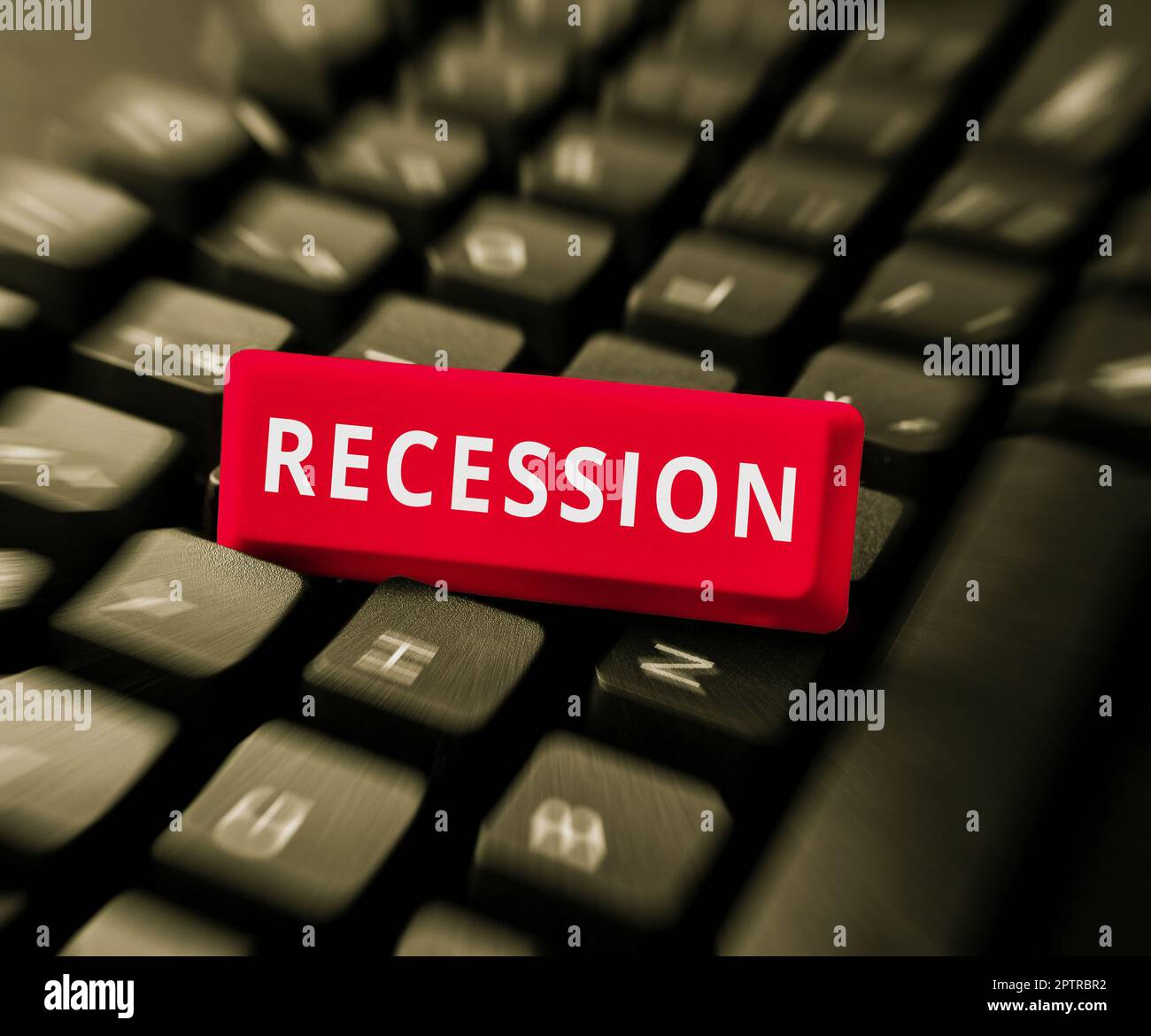 Text caption presenting Recession, Business showcase the process of progressive decrease in ...
