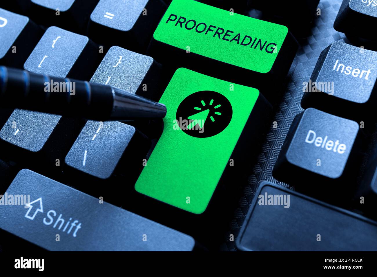 Sign Displaying Proofreading Word Written On Act Of Reading And Marking Spelling Grammar And