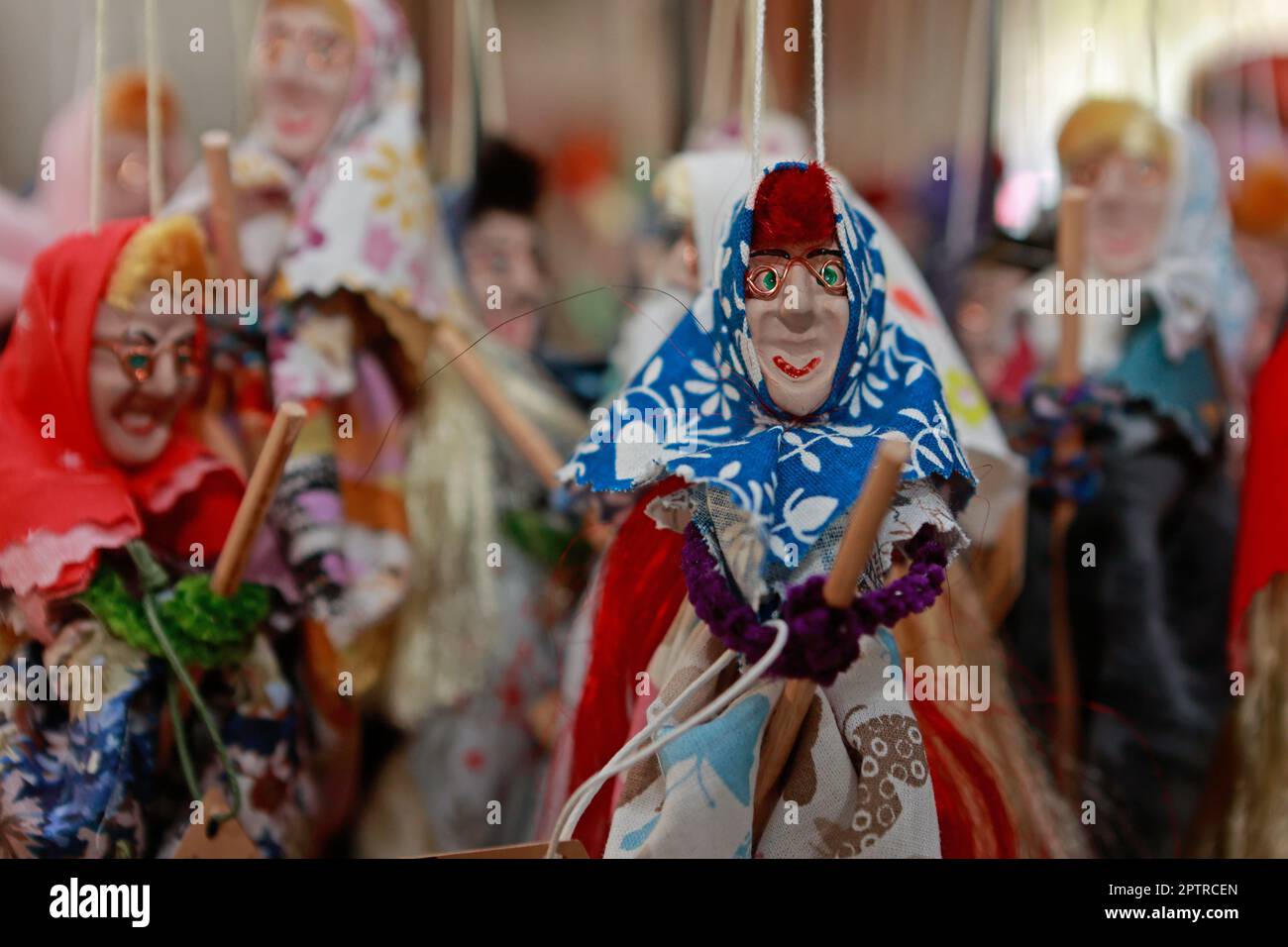 Thale, Germany. 28th Apr, 2023. Finished Brocken witches hang on ...