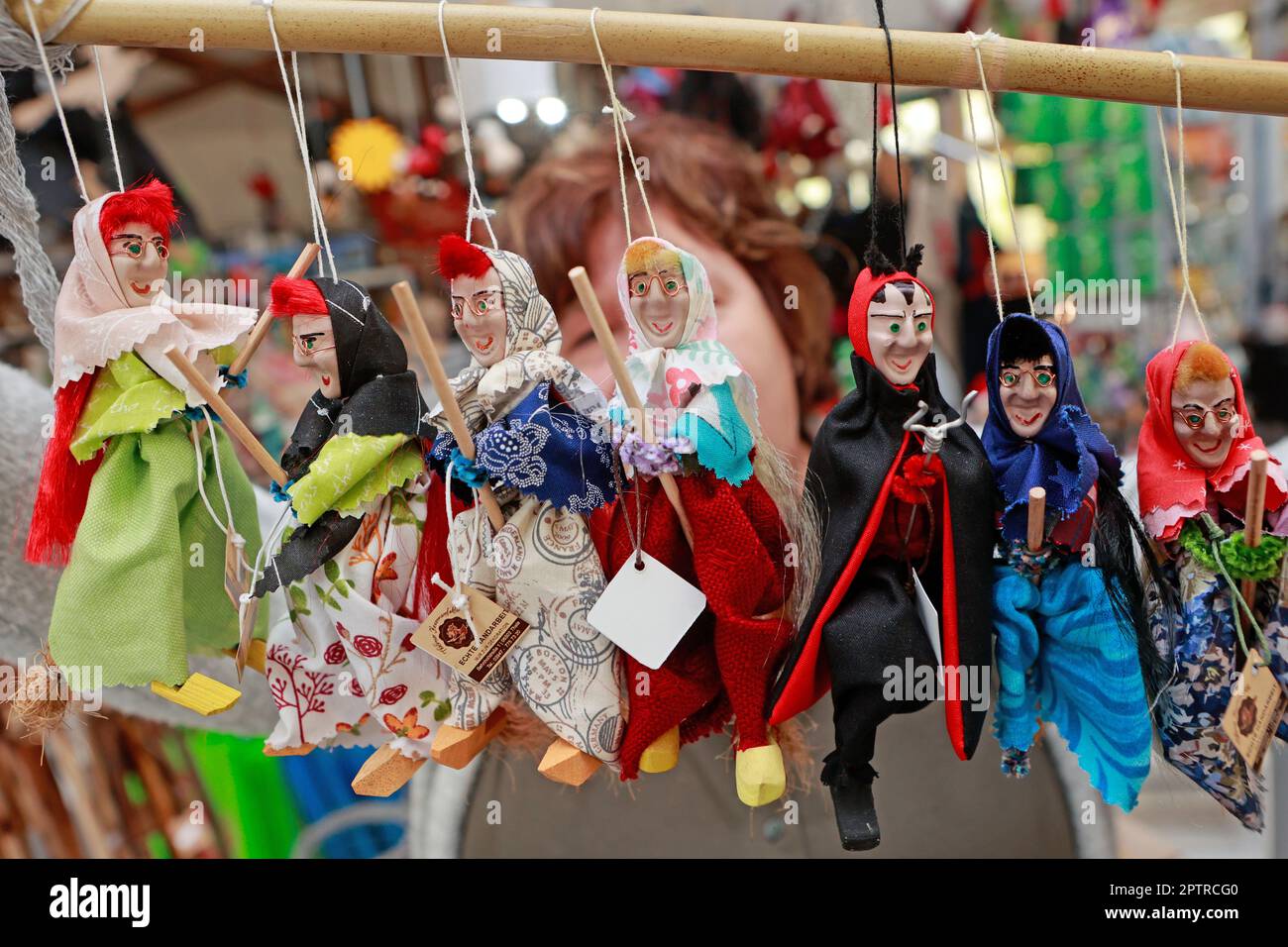 Thale, Germany. 28th Apr, 2023. Finished Brocken witches are shown by ...