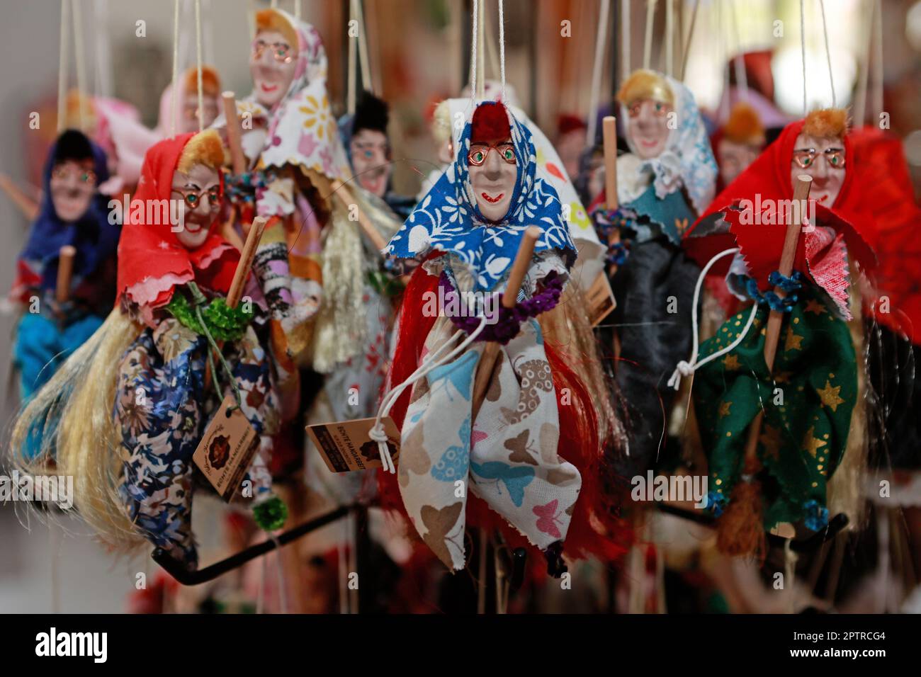 Thale, Germany. 28th Apr, 2023. Finished Brocken witches hang on ...