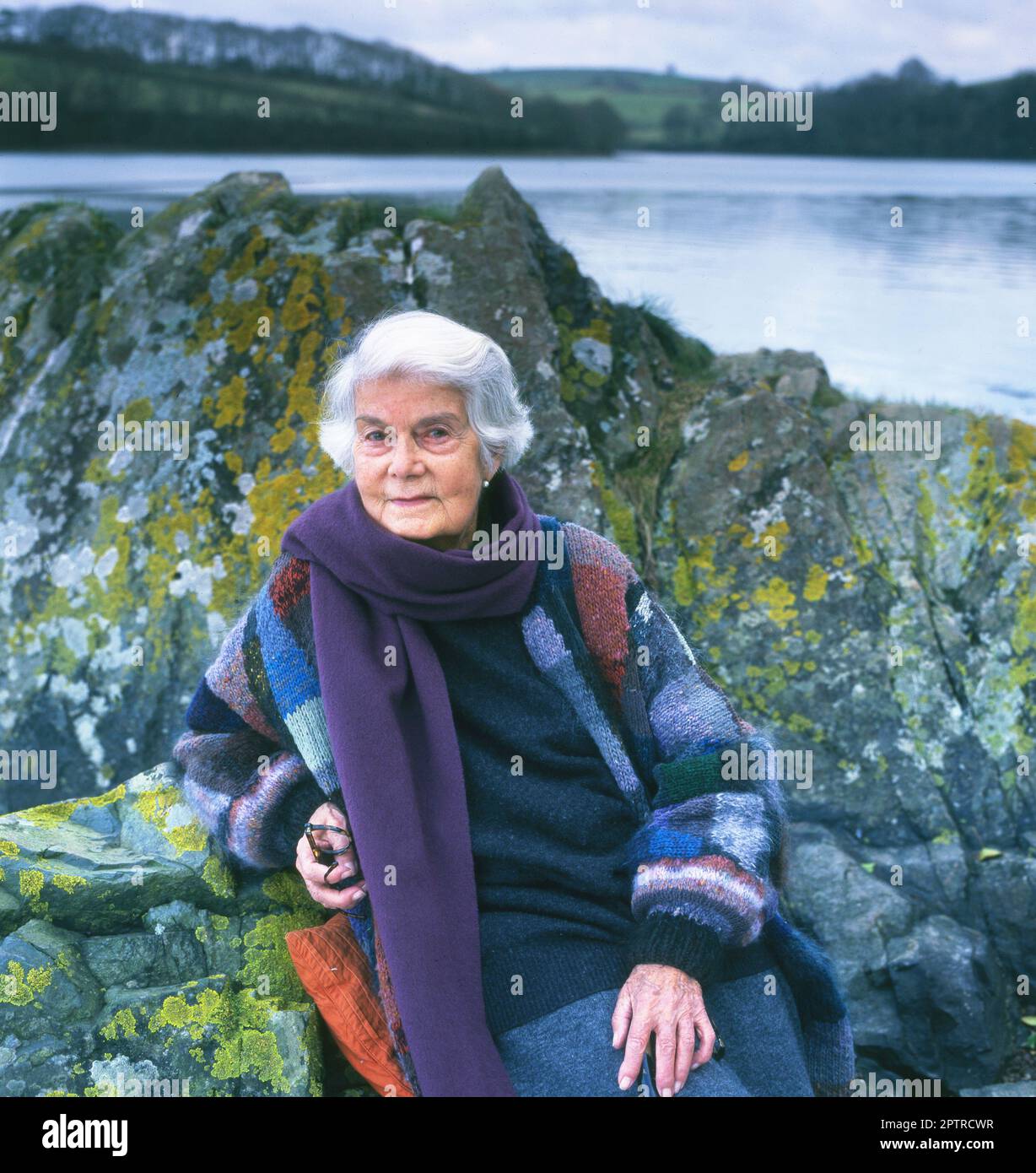 British author Mary Wesley photographed by the River Dart in Devon in ...