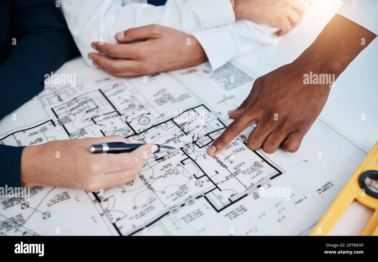 Architect people working on architecture design, blueprint or floor ...