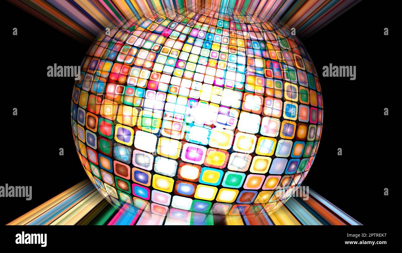 Colorful pixels on rotating sphere Stock Photo - Alamy