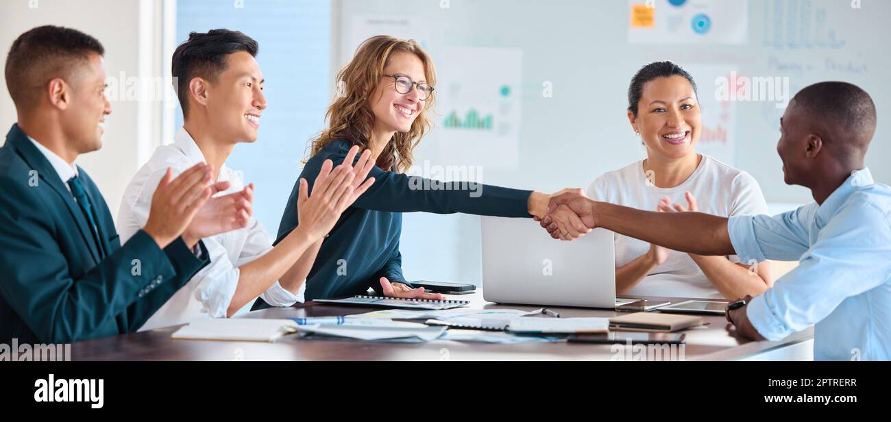 Business people handshake collaboration, thank you and contract in ...