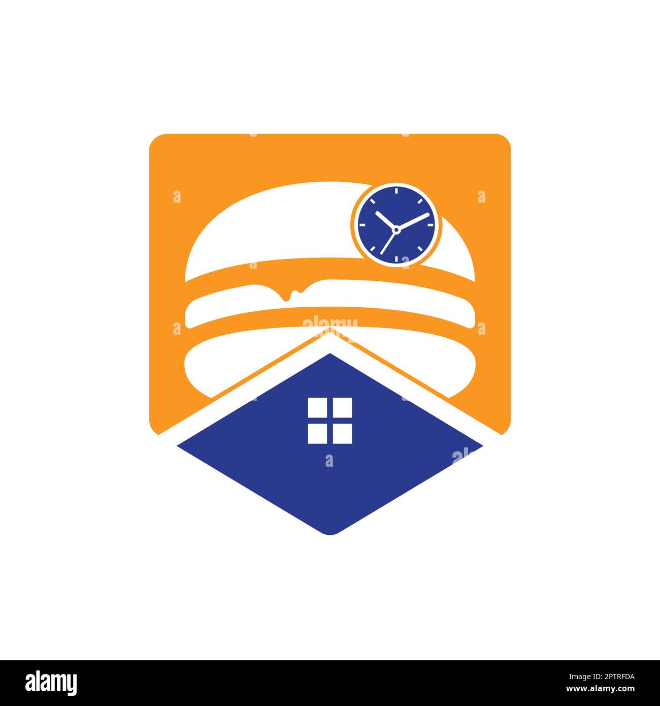 Burger time vector logo design template. Big burger with clock and ...