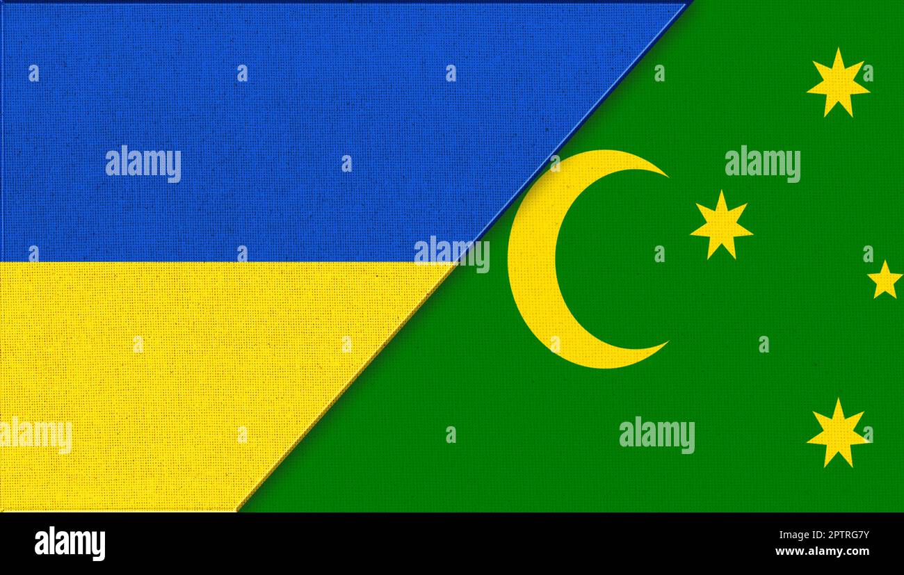 Flag of Ukraine and Cocos Islands - 3D illustration. Two Flags Together ...