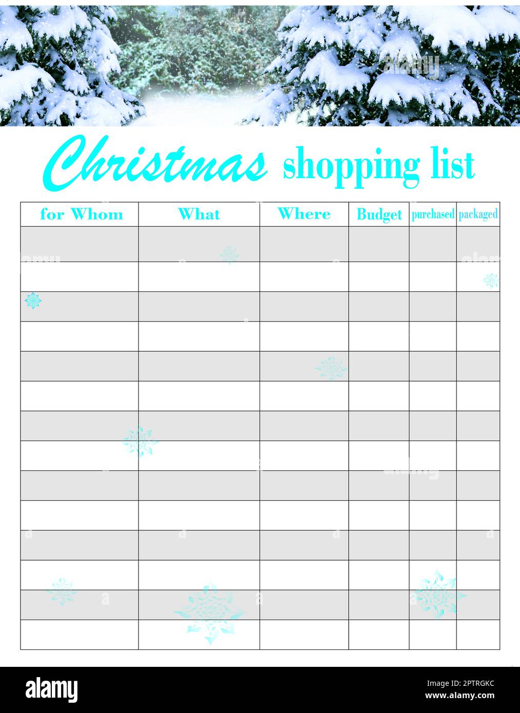 shopping list for Christmas. Christmas shopping list. Schedule with ...