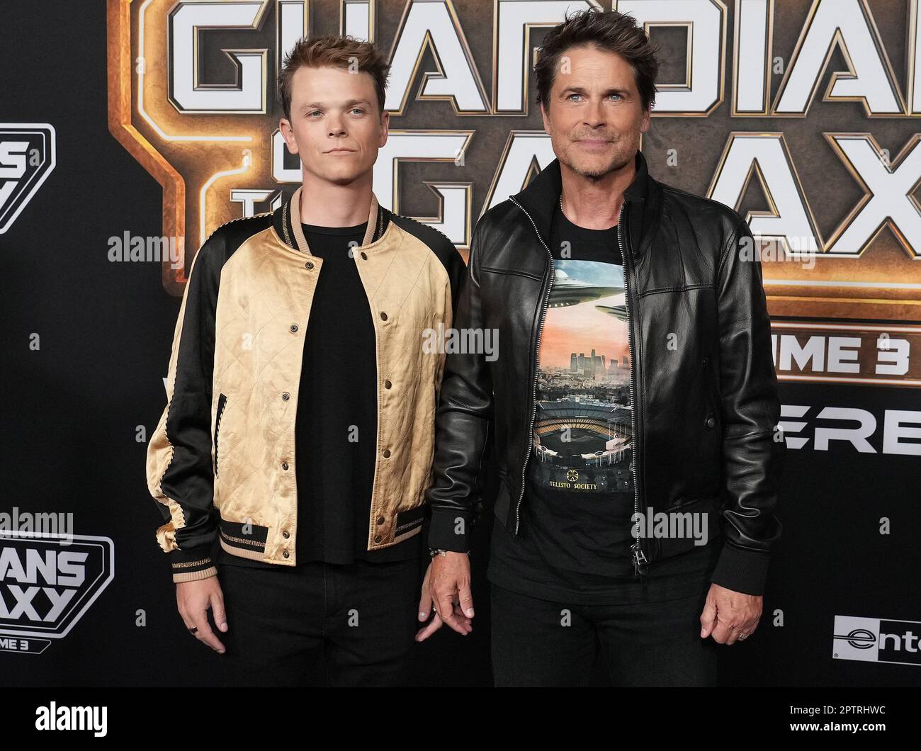 (L-R) Matthew Edward Lowe and Rob Lowe arrives at the GUARDIANS OF THE ...