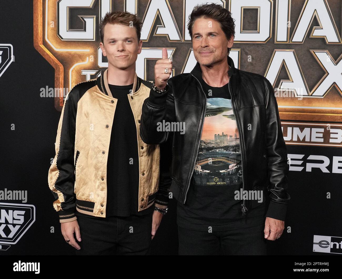 (L-R) Matthew Edward Lowe and Rob Lowe arrives at the GUARDIANS OF THE ...