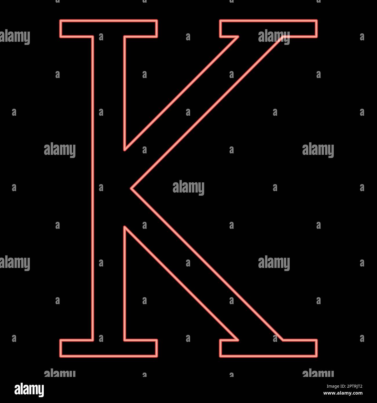 Neon kappa greek symbol capital letter uppercase font red color vector ...
