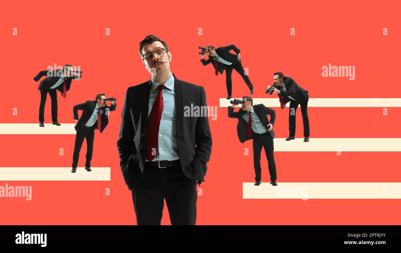 Innovations. Businessman in formal wear showing self-confidence. Man ...