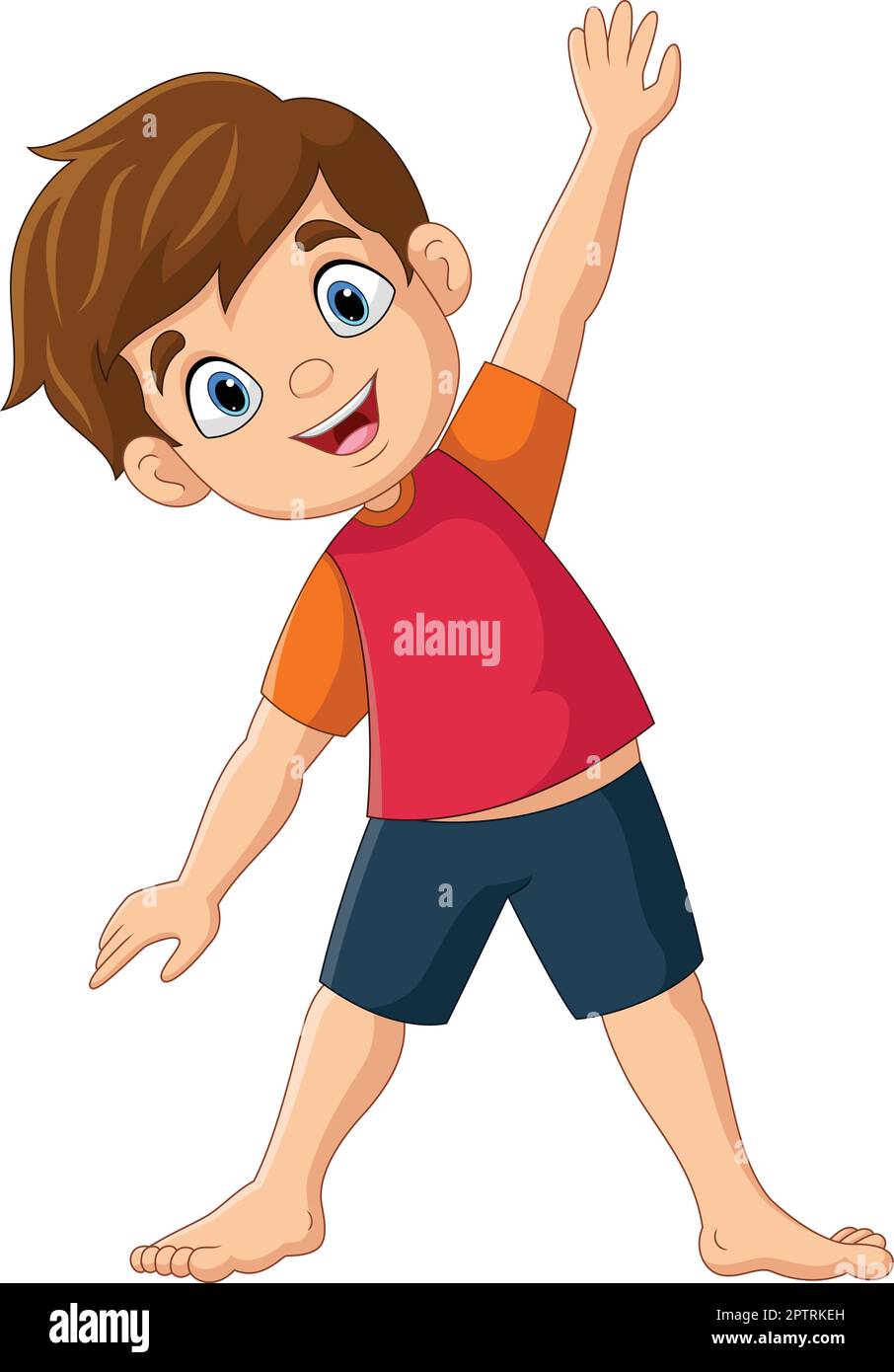 Cartoon little boy doing triangle yoga pose Stock Vector Image & Art ...
