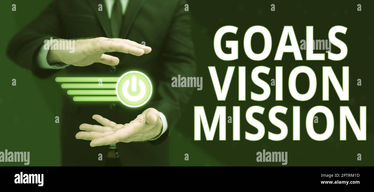 Conceptual display Goals Vision Mission, Business approach practical ...