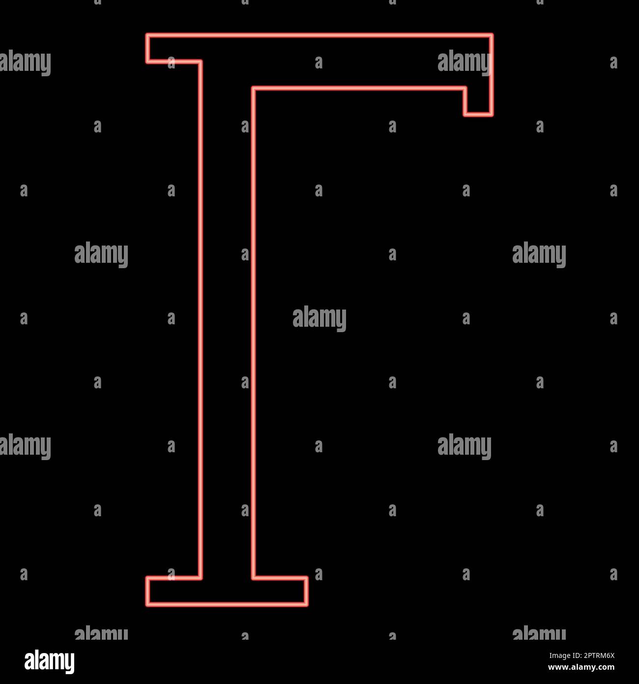 Neon gamma greek symbol capital letter uppercase font red color vector ...