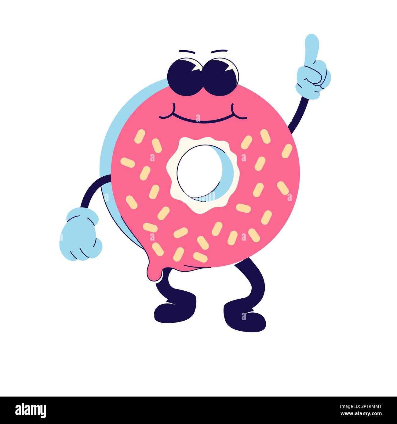 Hippie Donut in glaze, 70's groovy Retro print. illustration for tee, t ...