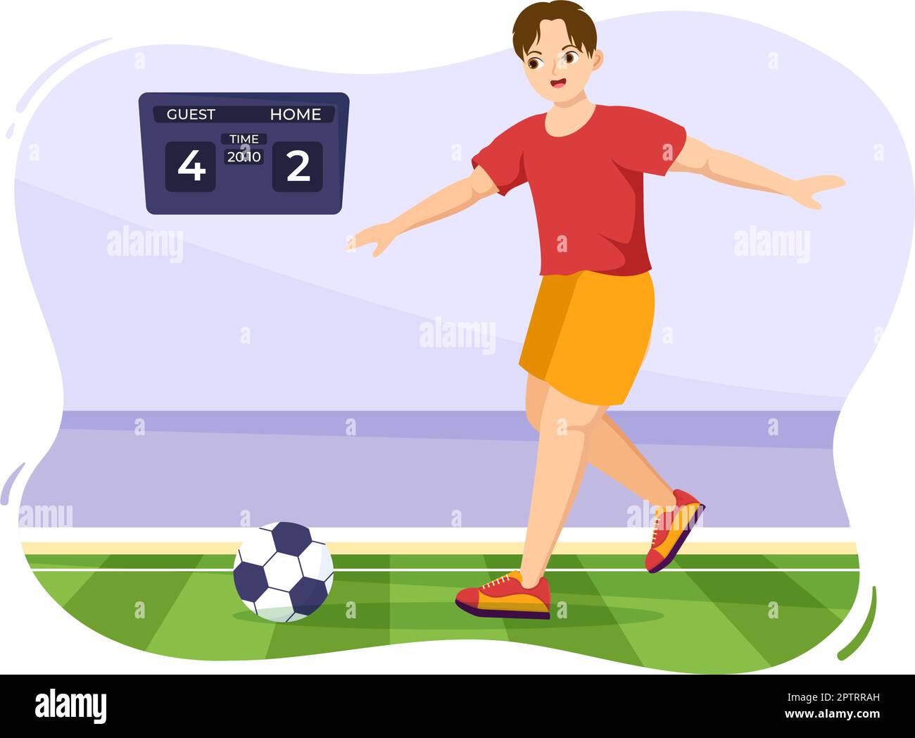 Futsal, Soccer or Football Sport Illustration with Players Shooting a ...