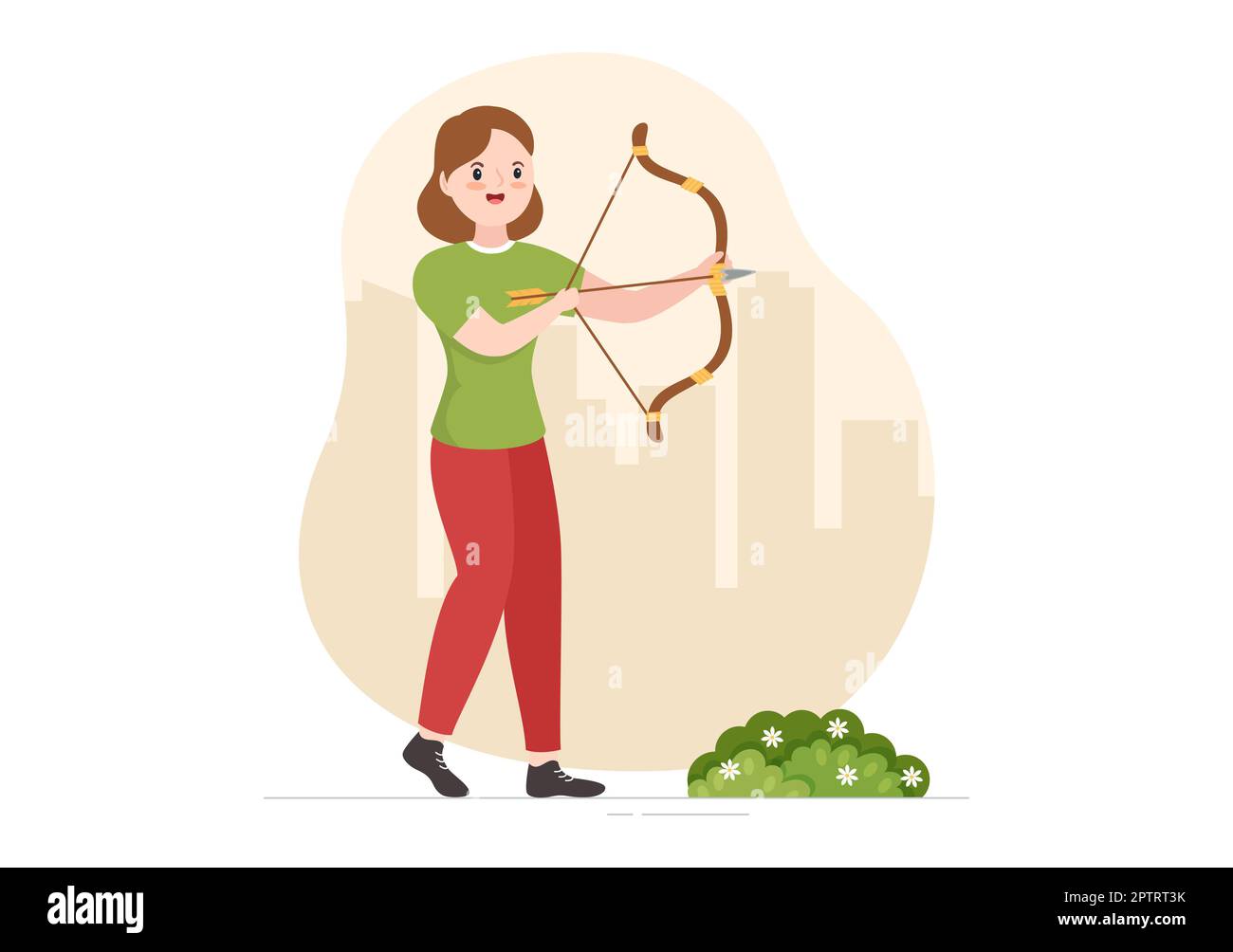 Archery Sport with Bow and Arrow Pointing at Target for Outdoor ...