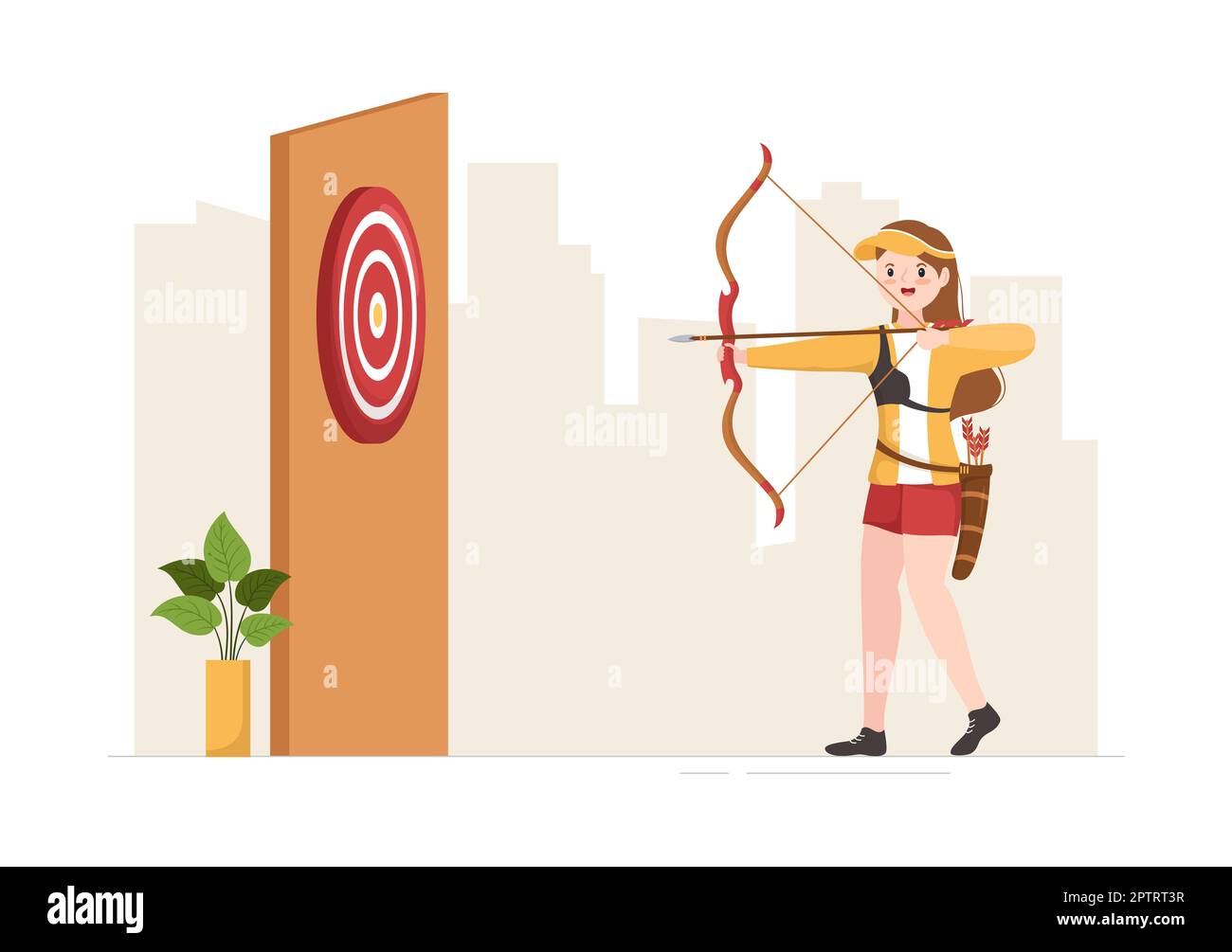 Archery Sport with Bow and Arrow Pointing at Target for Outdoor ...