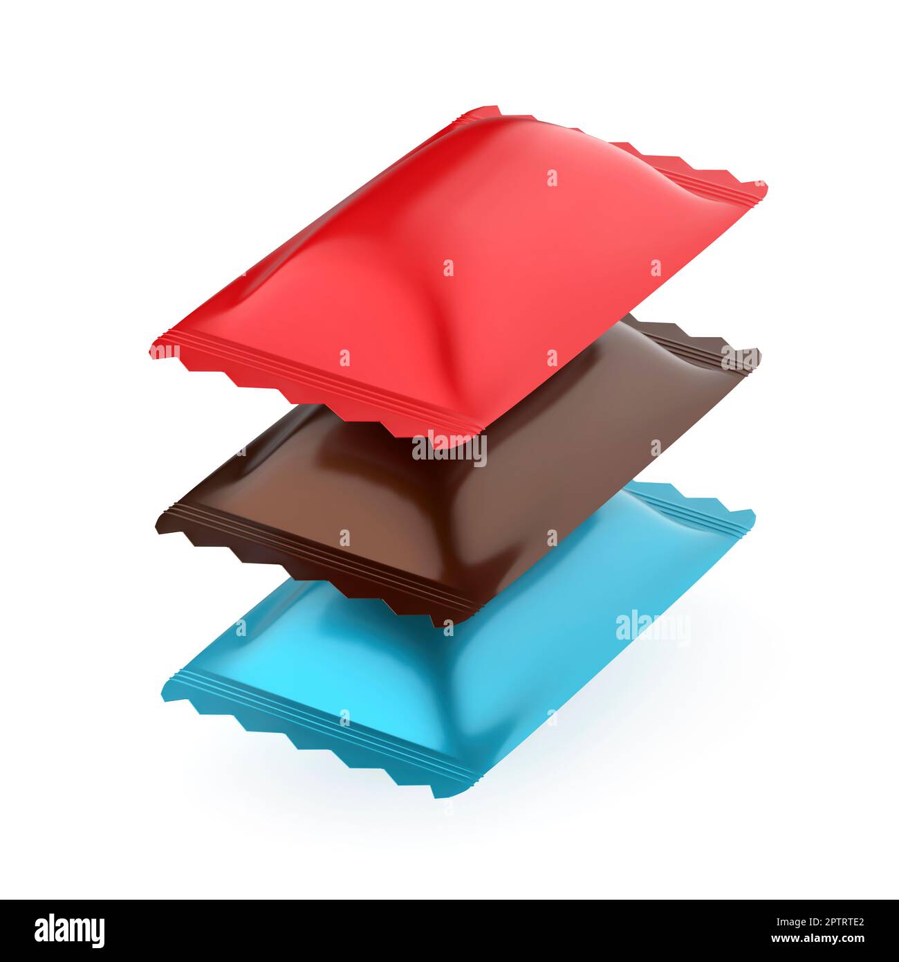 Three sachets with different colors for confectionary products Stock ...