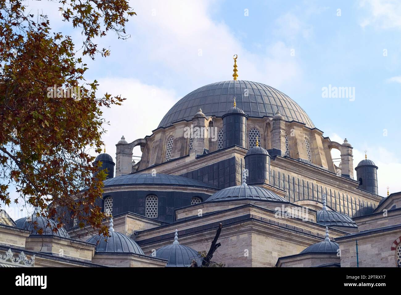 Blue Mosque of Sultanahmet, in Istanbul, Turkey. Low angle exterior ...