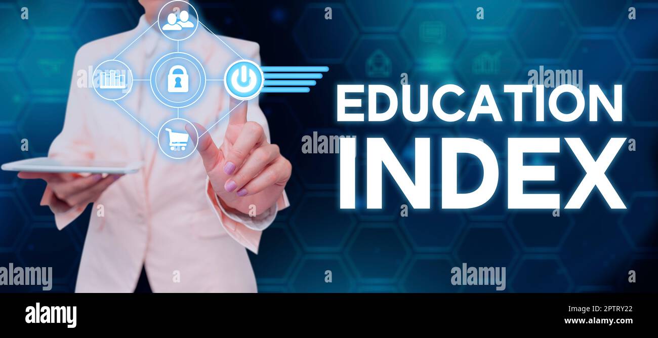 Conceptual display Education Index, Internet Concept aiming to meet learning needs of all ...