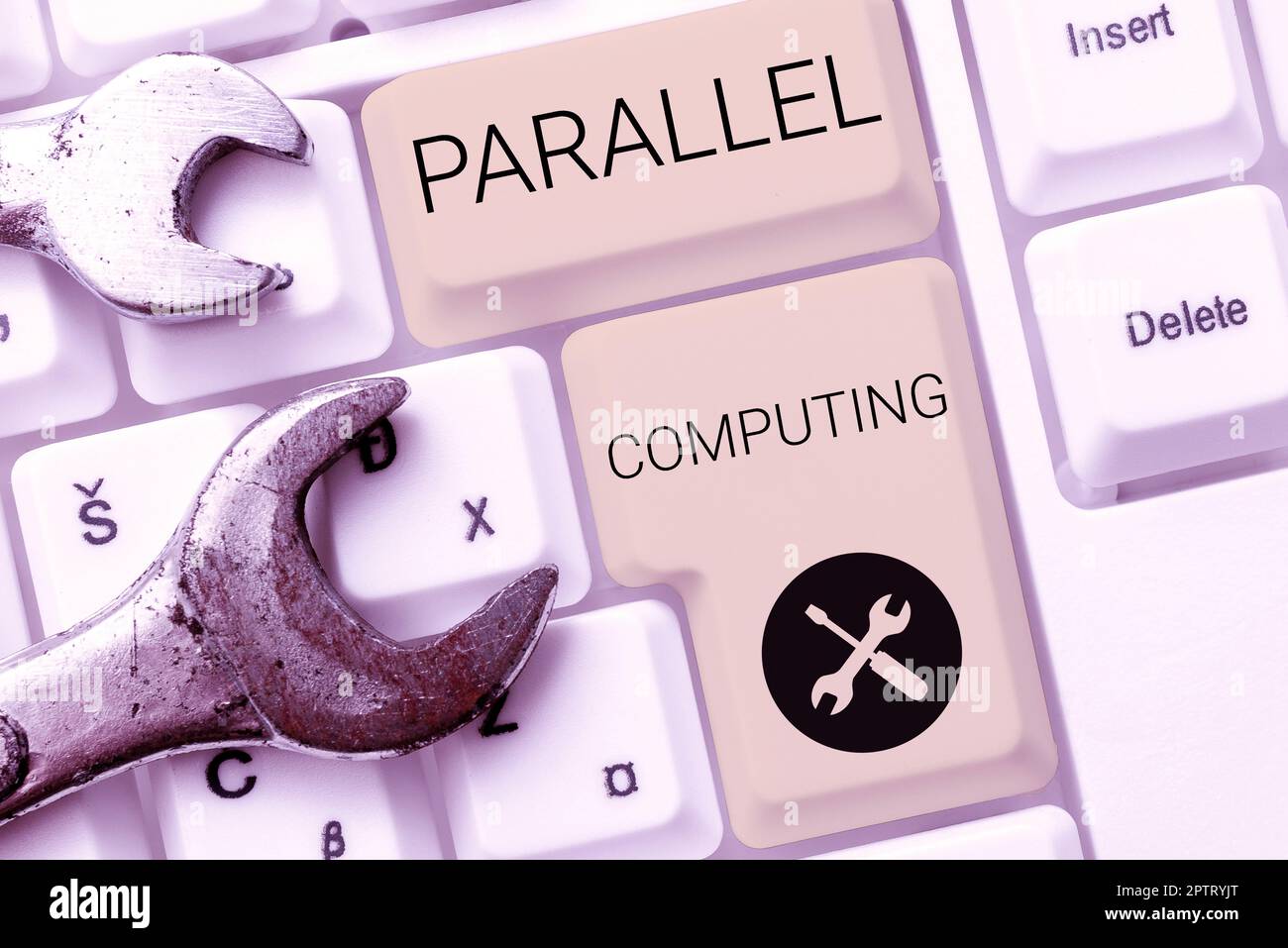 Conceptual caption Parallel Computing, Business idea simultaneous calculation by means of ...