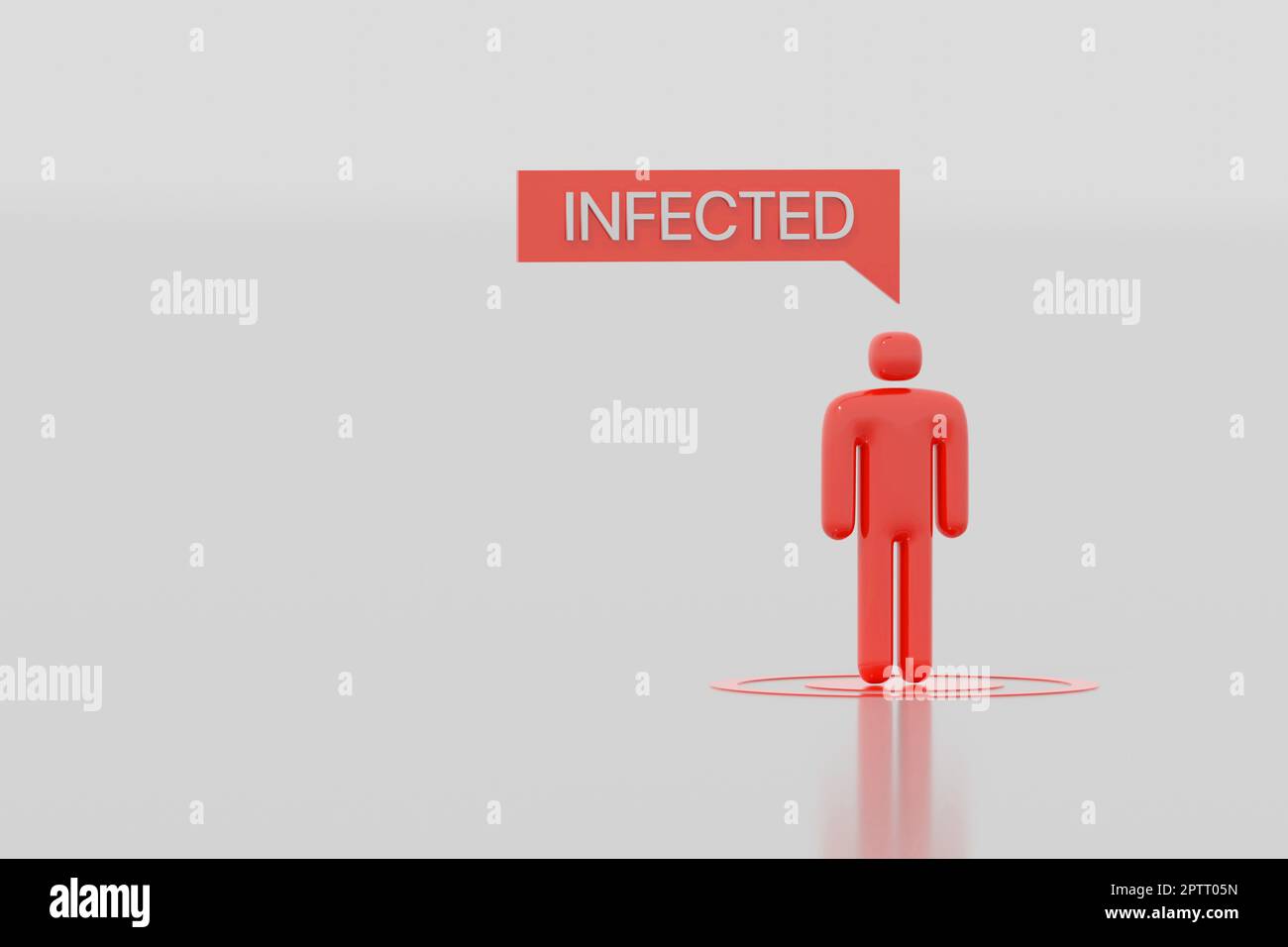 Infected person in a white negative space. Digital 3D render concept ...