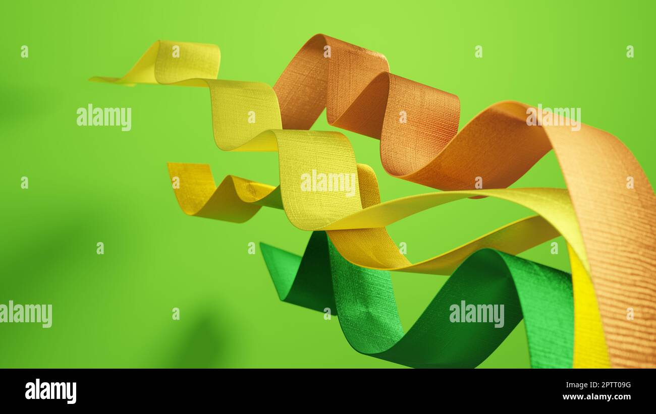 Young, energetic design. Vibrant orange and yellow ribbons waving over ...