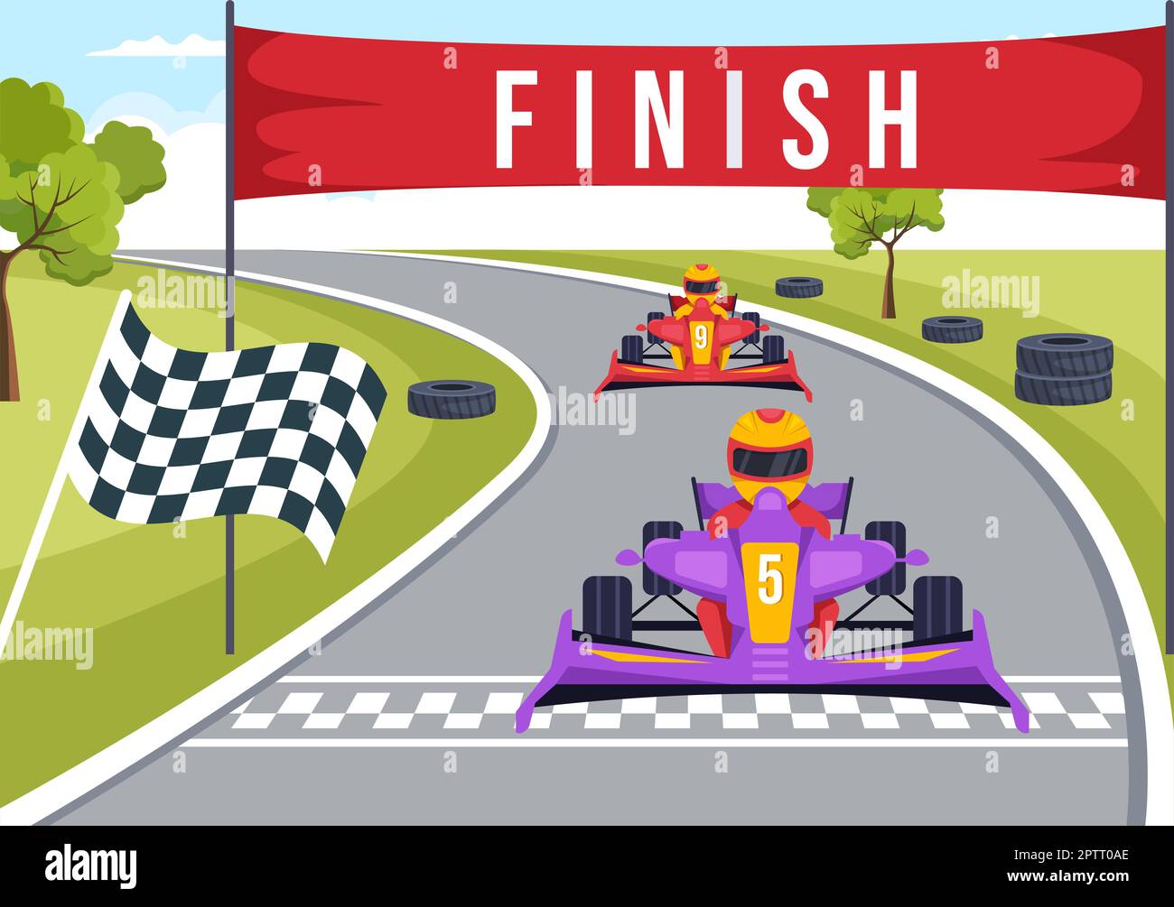 Karting Sport with Racing Game Go Kart or Mini Car on Small Circuit ...