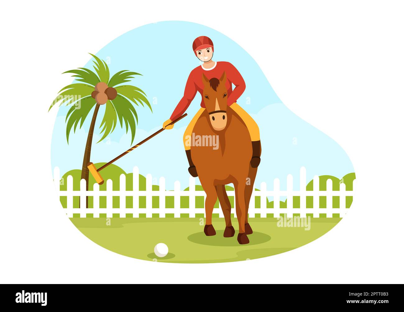 Polo Horse Sports with Player Riding Horse and Holding Stick use ...