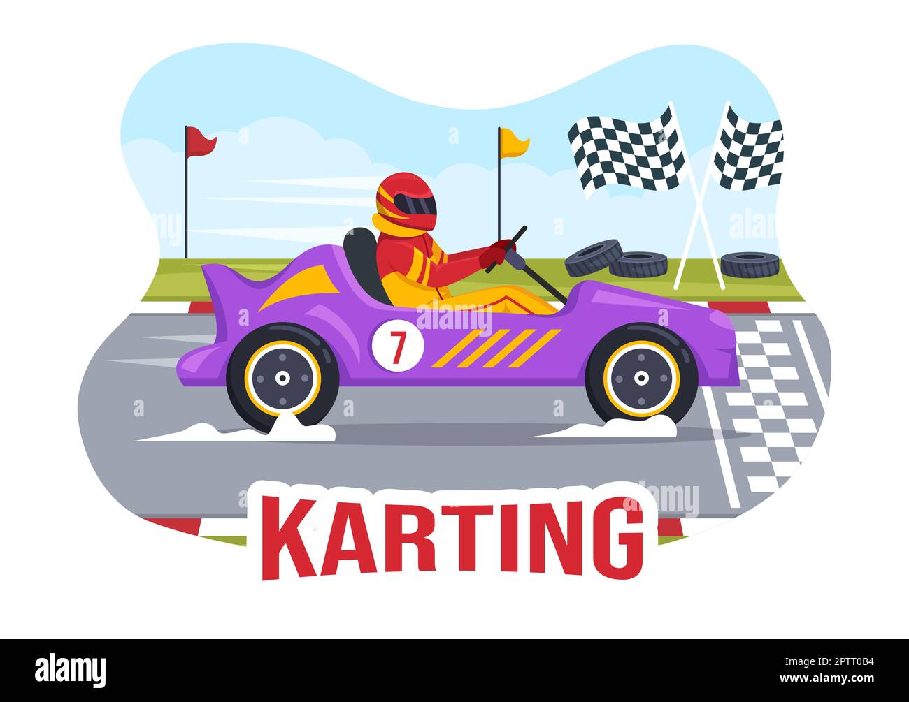 Karting Sport with Racing Game Go Kart or Mini Car on Small Circuit ...