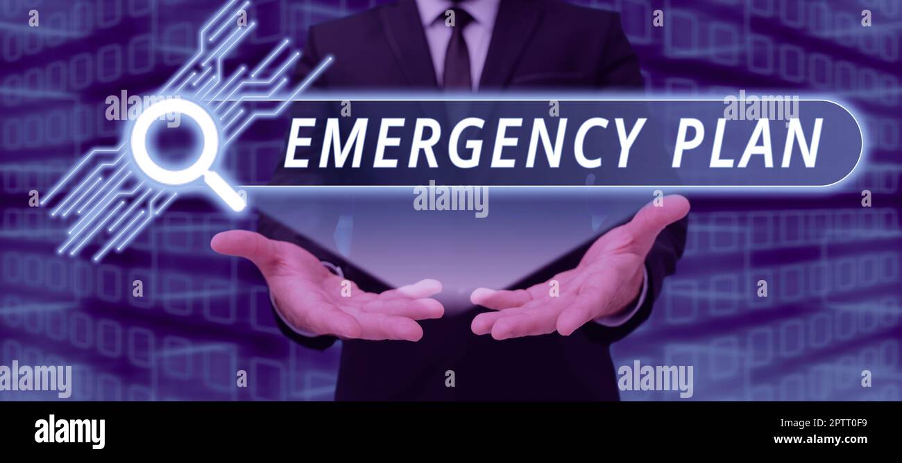 Sign displaying Emergency Plan, Internet Concept Procedures for ...
