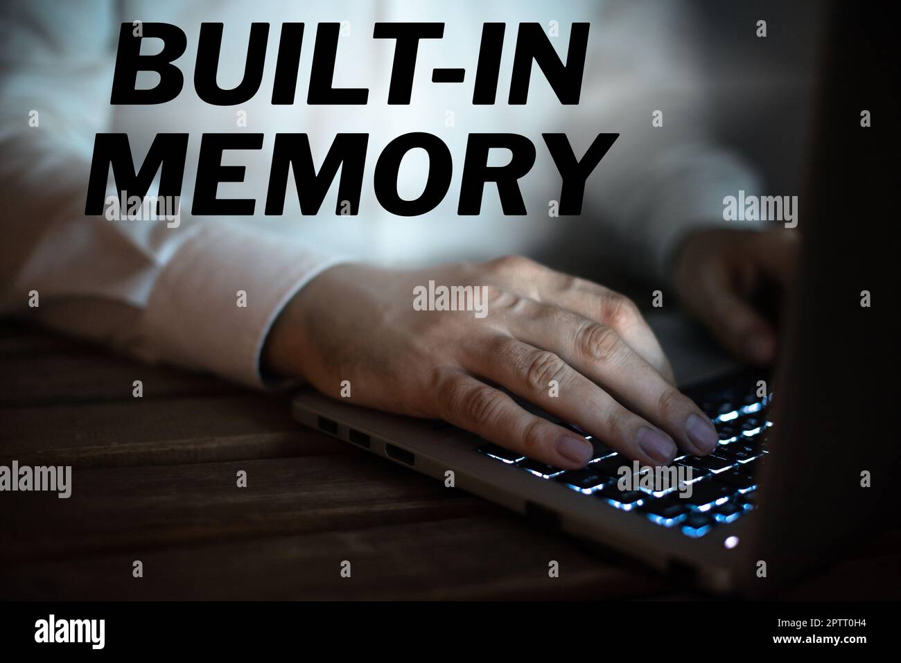 Text caption presenting Built In Memory, Internet Concept device or ...