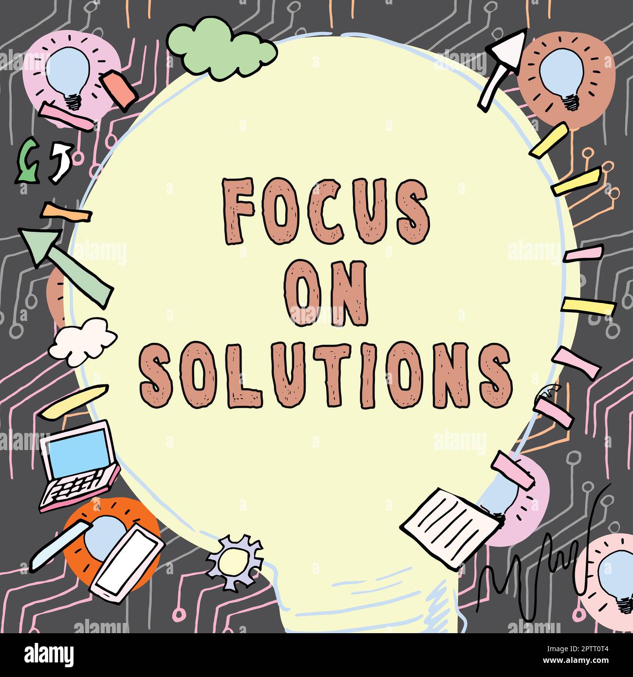 Sign displaying Focus On Solutions, Concept meaning powerful practical ...