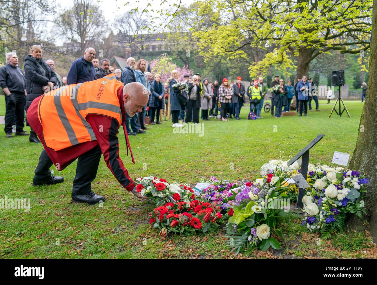 People lay wreaths at the annual International Workers' Memorial Day ...