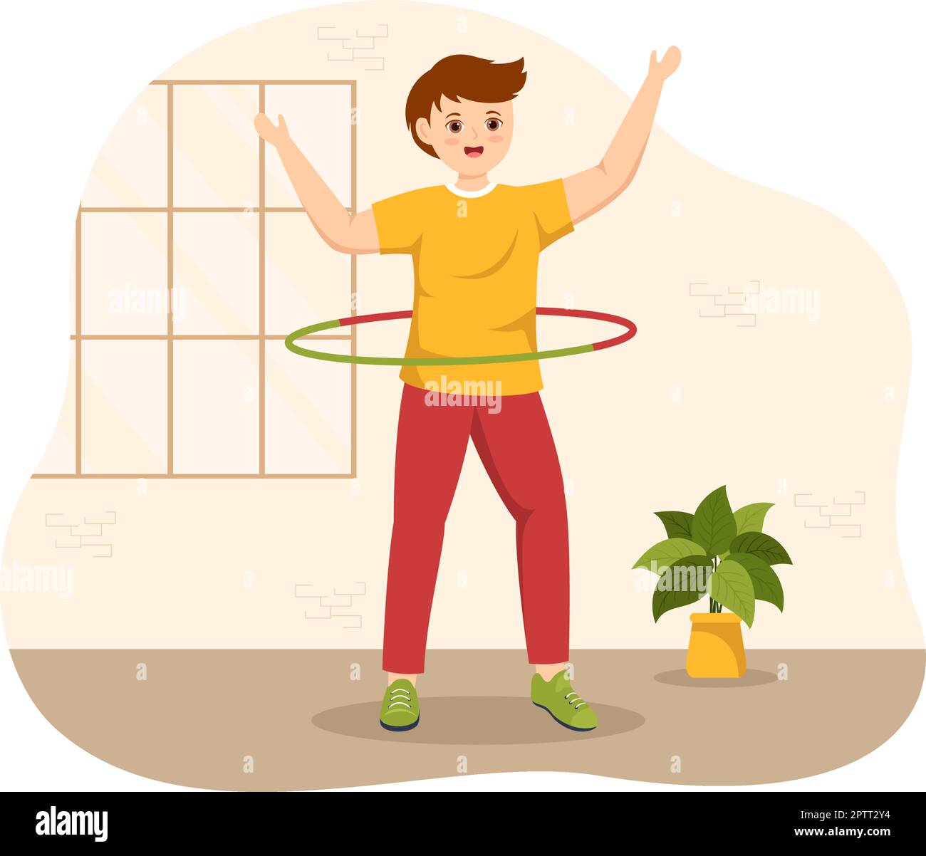 Hula Hoop Illustration with People Exercising Playing Hula Hoops and ...