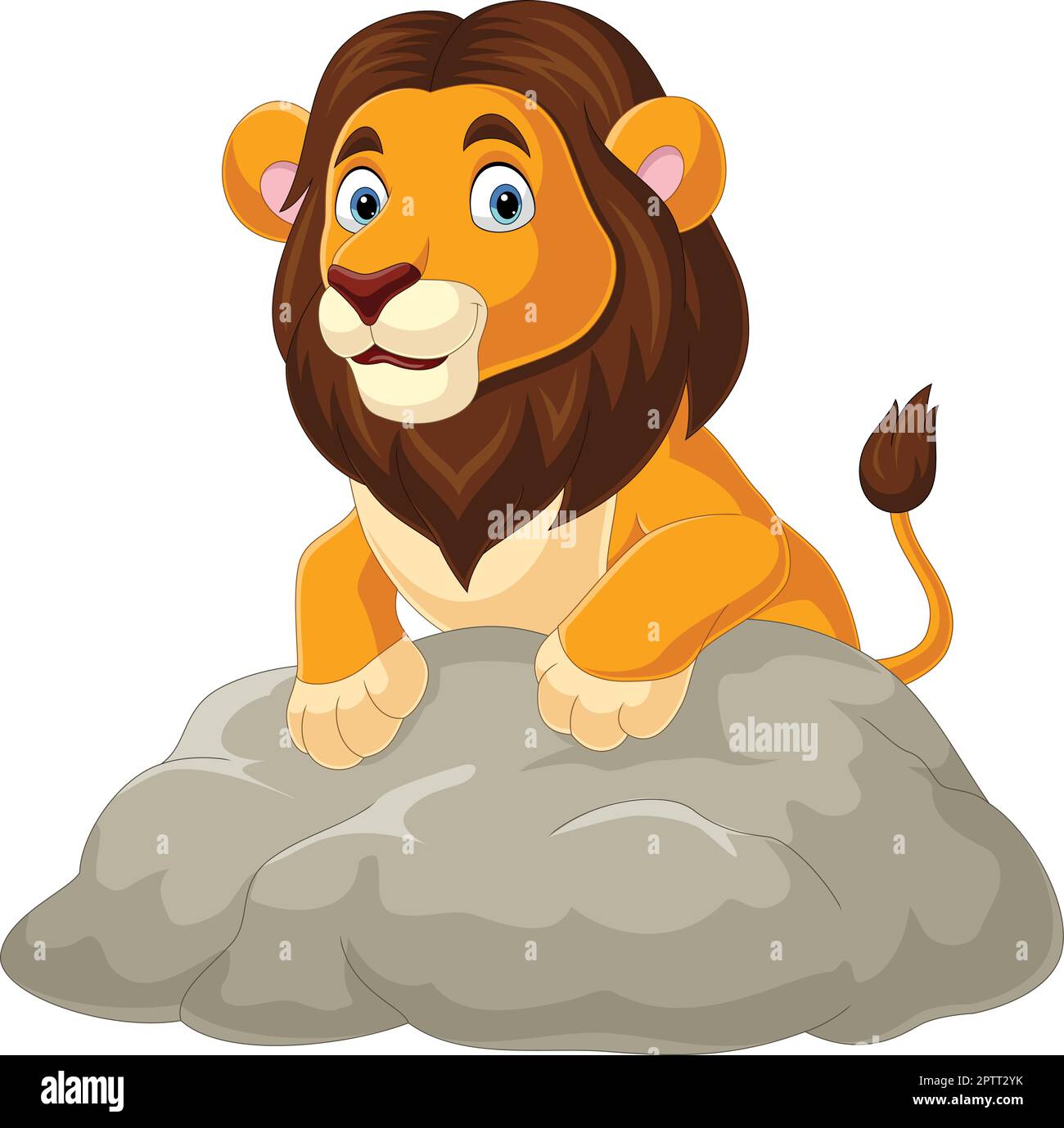 Cartoon lion lying on the rock Stock Vector Image & Art - Alamy