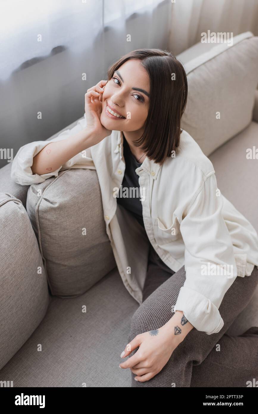 Overhead view of person on sofa hi-res stock photography and images - Alamy