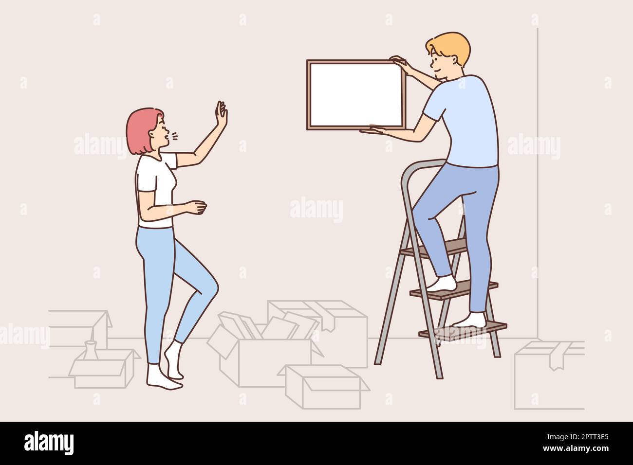 House cartoon woman happy Stock Vector Images - Alamy