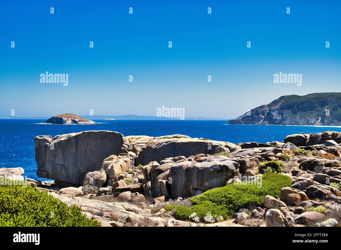 Coastal landscape with rocks, high cliffs and an island at The Gap in ...