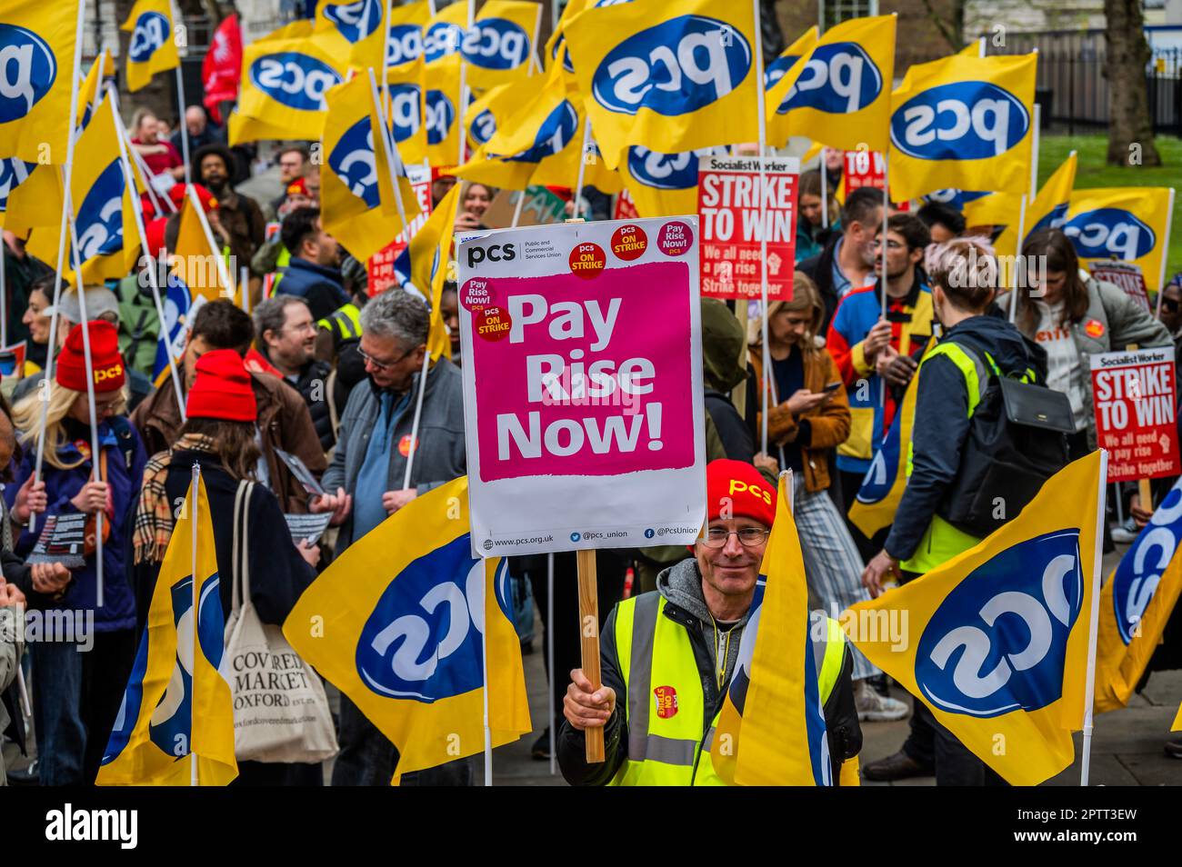 London, UK. 28th Apr, 2023. A PCS Union rally in Whitehall (opposite ...
