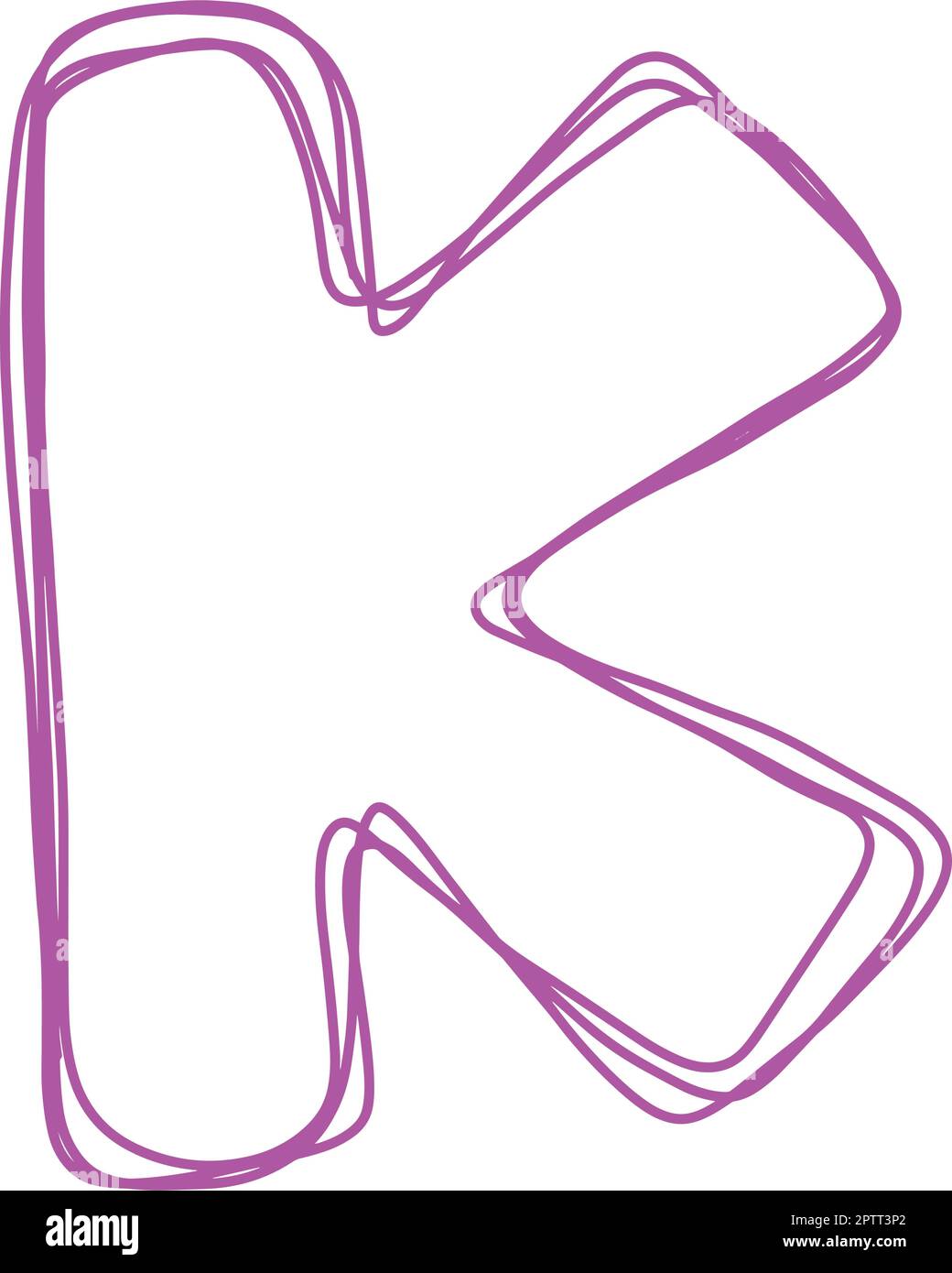 Alphabet K letter hand drawn outline stroke drawing illustration ...