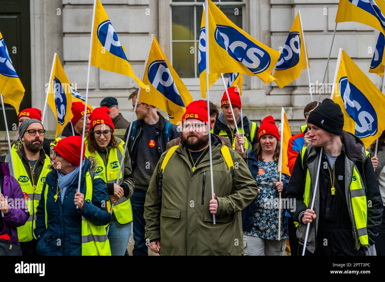 London, UK. 28th Apr, 2023. A PCS Union rally in Whitehall (opposite ...