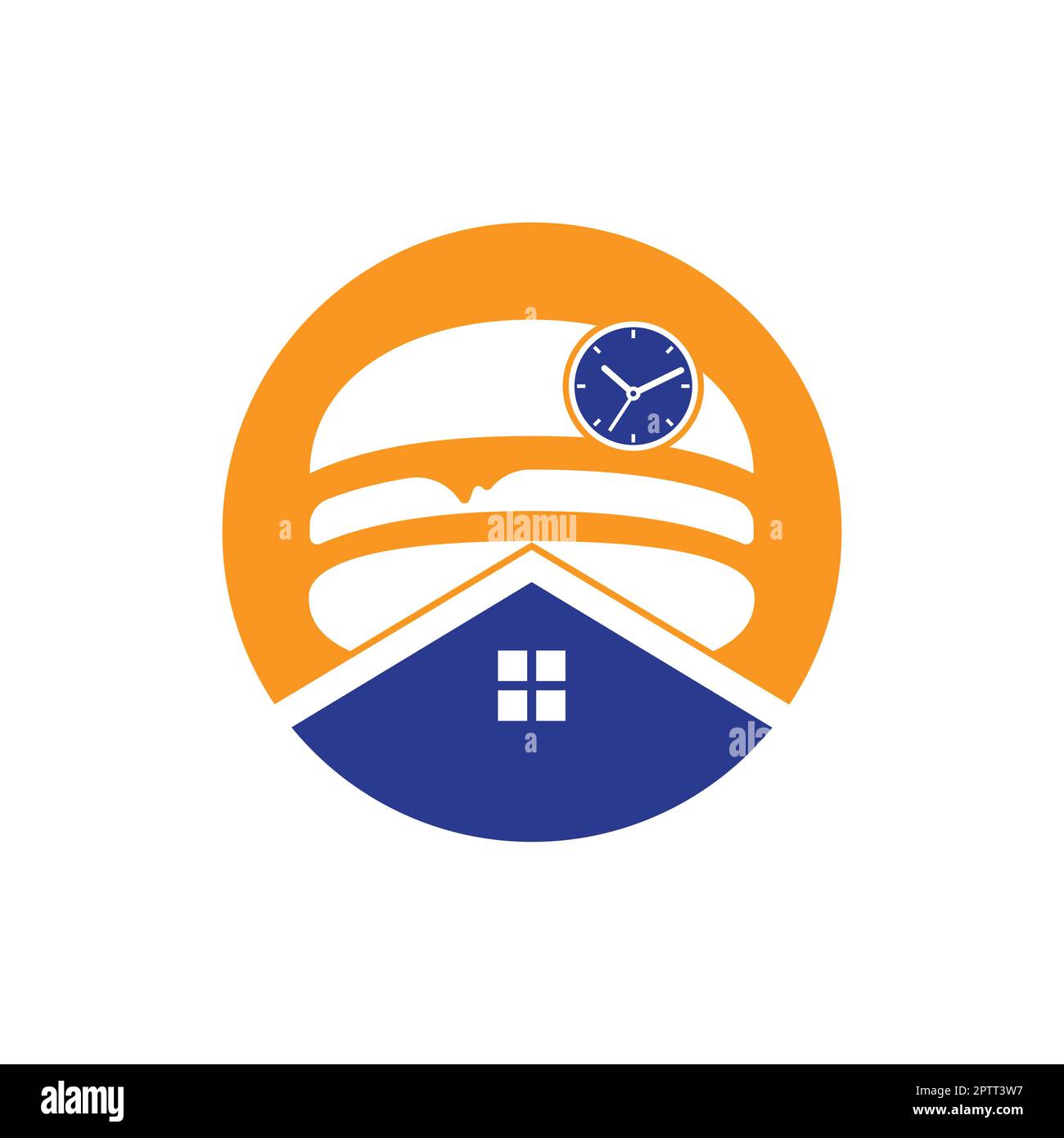 Burger time vector logo design template. Big burger with clock and ...