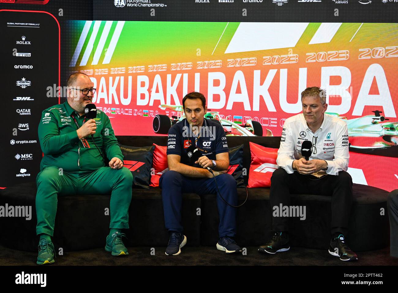 Baku, Azerbaijan. 28th Apr, 2023. (L to R): Tom McCullough (GBR) Aston ...