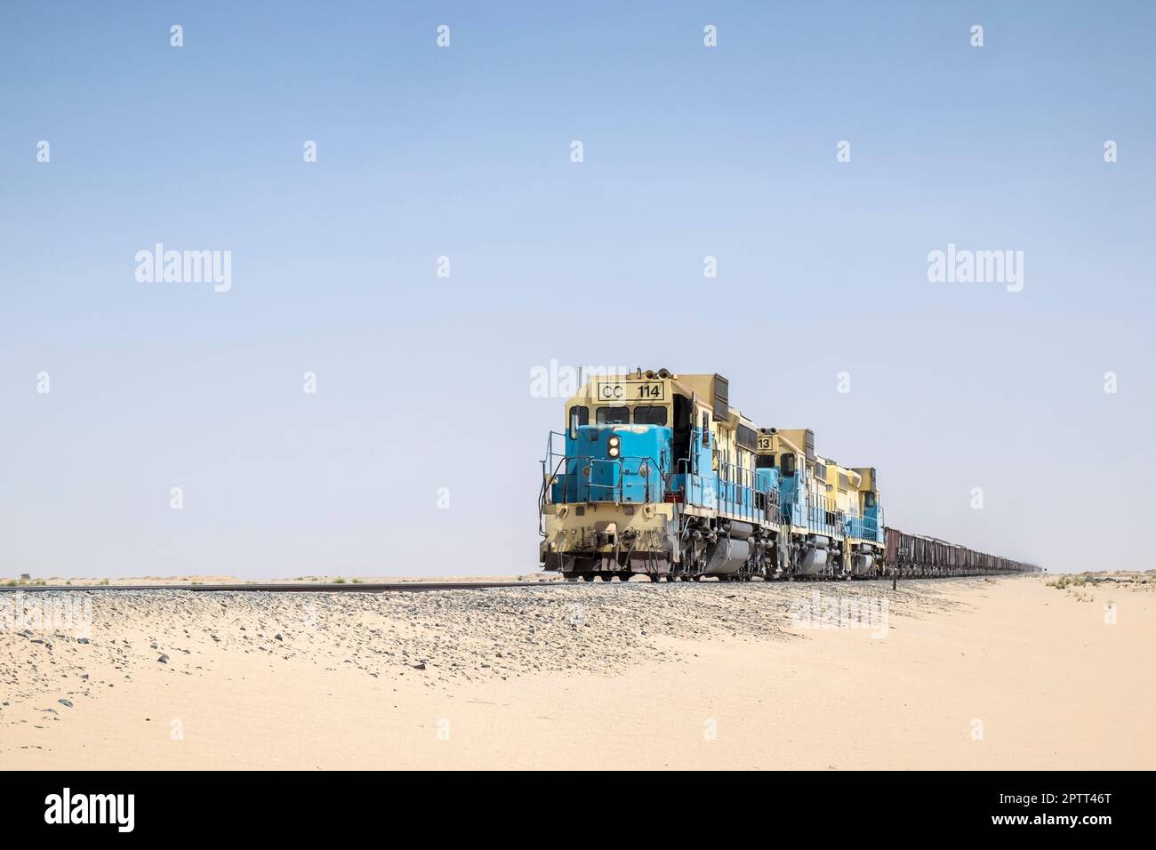 Mauritania, railroad track, freight train Stock Photo - Alamy