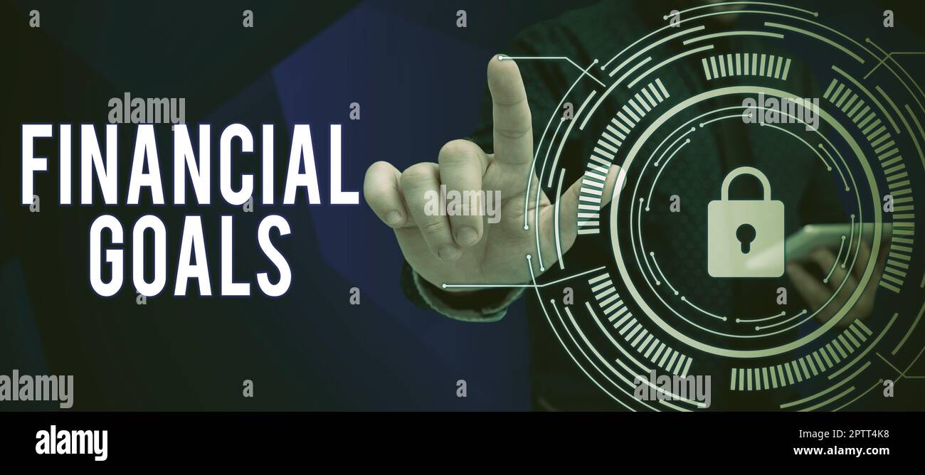 Text showing inspiration Financial Goals, Concept meaning targets ...