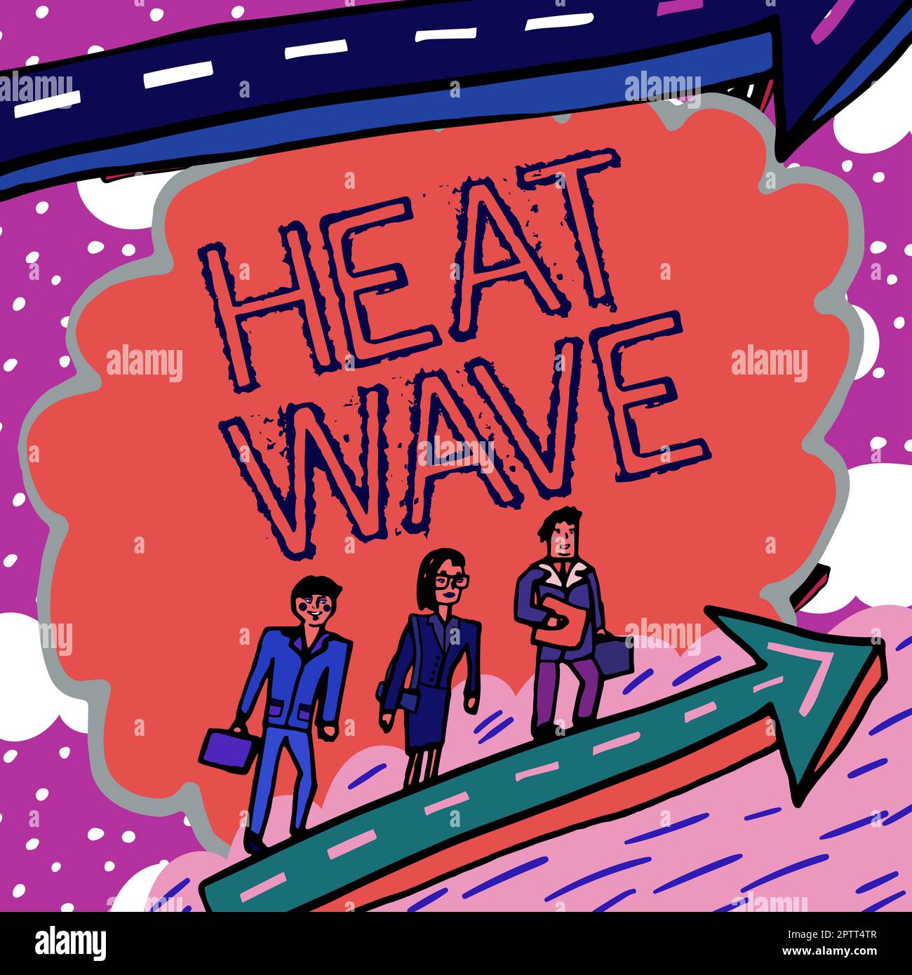 Text caption presenting Heat Wave, Business overview a prolonged period ...